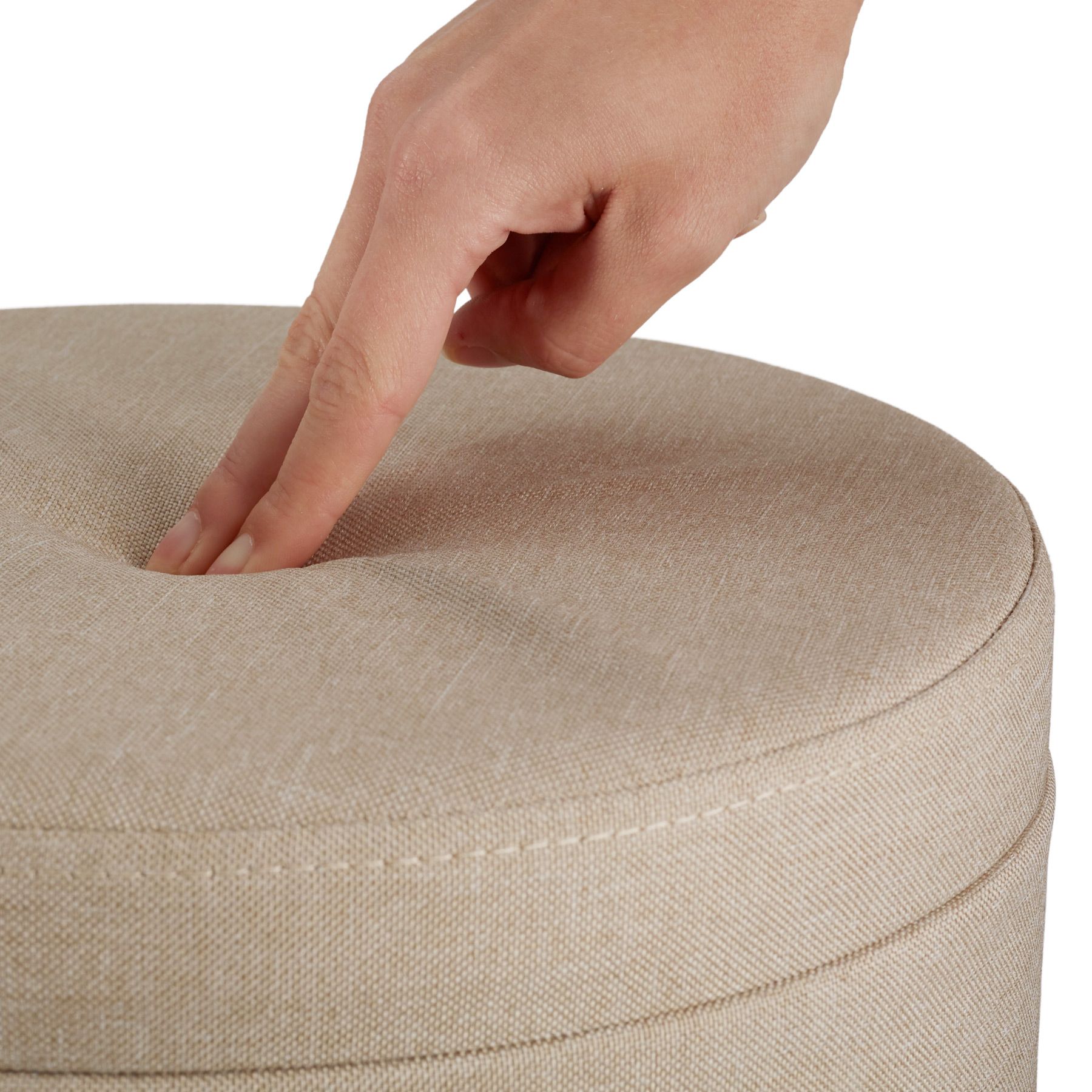 Sitzhocker mit Stauraum Polsterhocker Fußhocker Pouf Hocker Leinen Holz ...