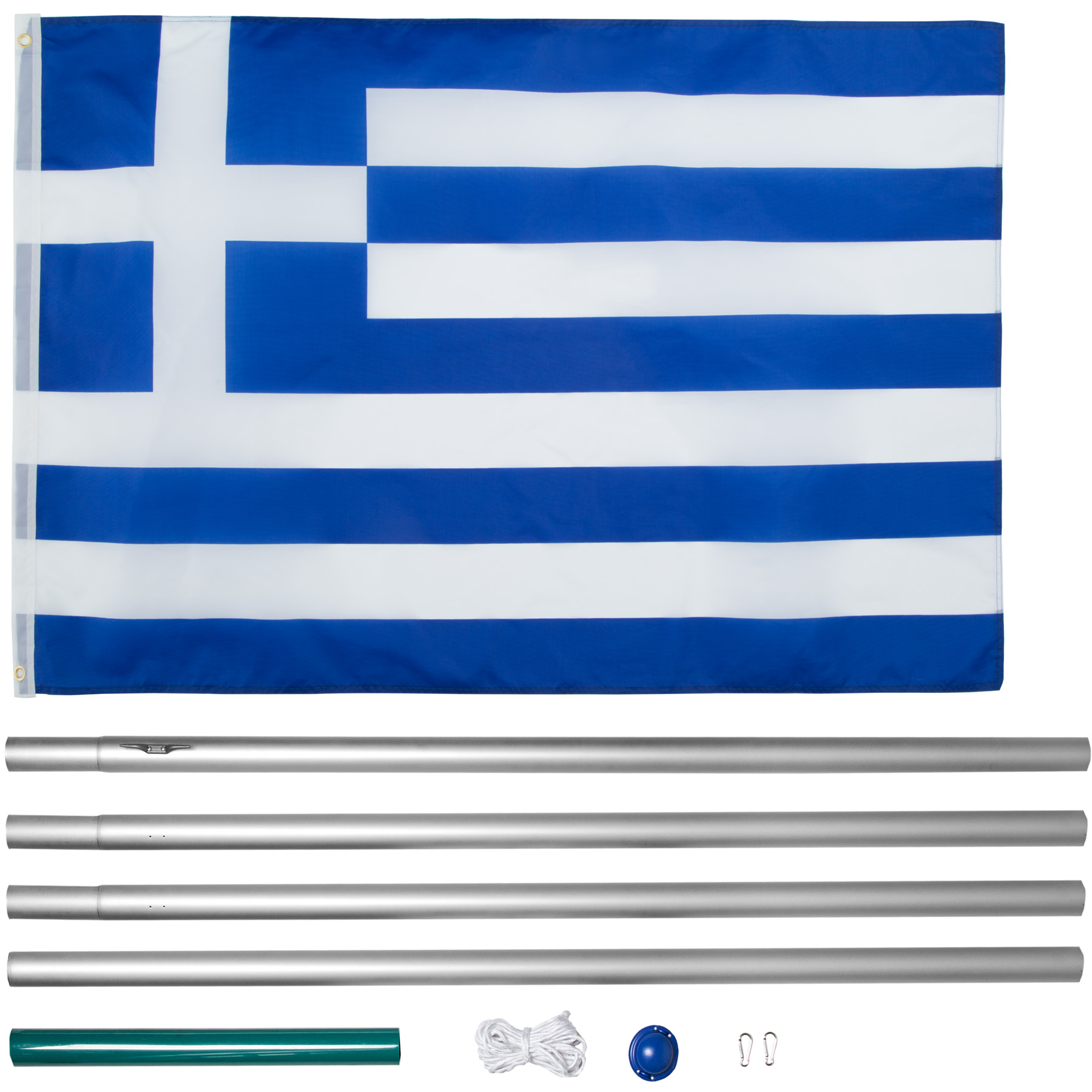 ALU Mât 6,25 m mât drapeau Câble Douille De Sol Mât Plus Drapeau NEUF ...