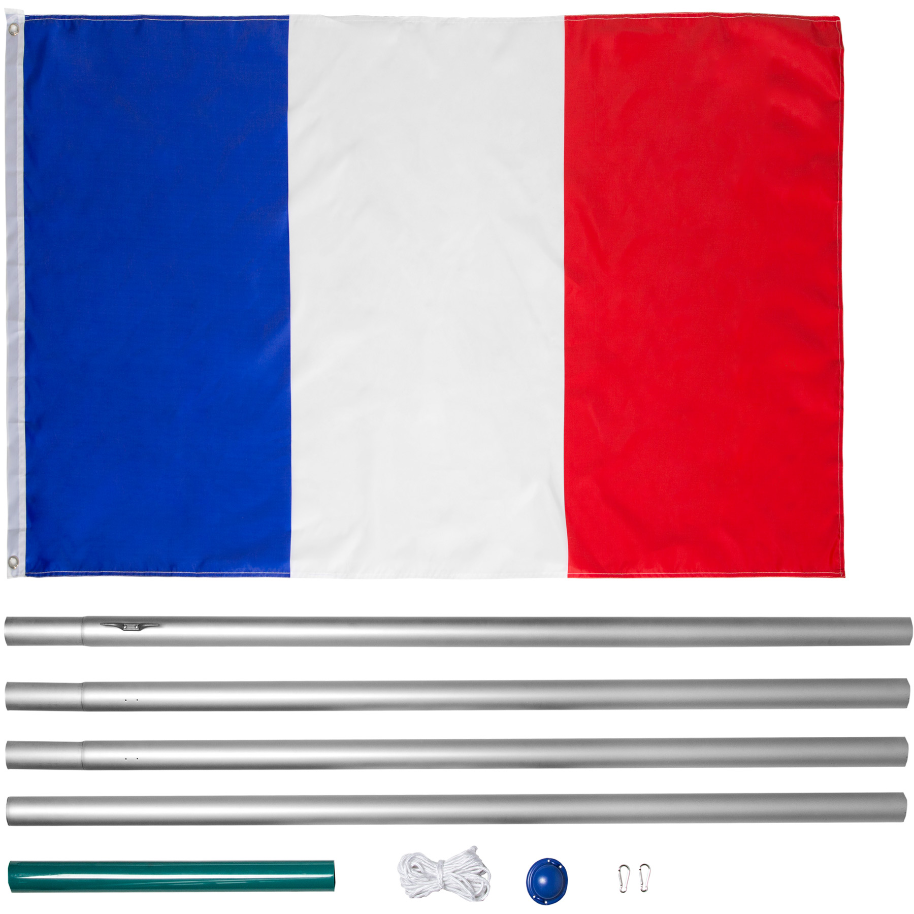 ALU Mât 6,25 m mât drapeau Câble Douille De Sol Mât Plus Drapeau NEUF ...
