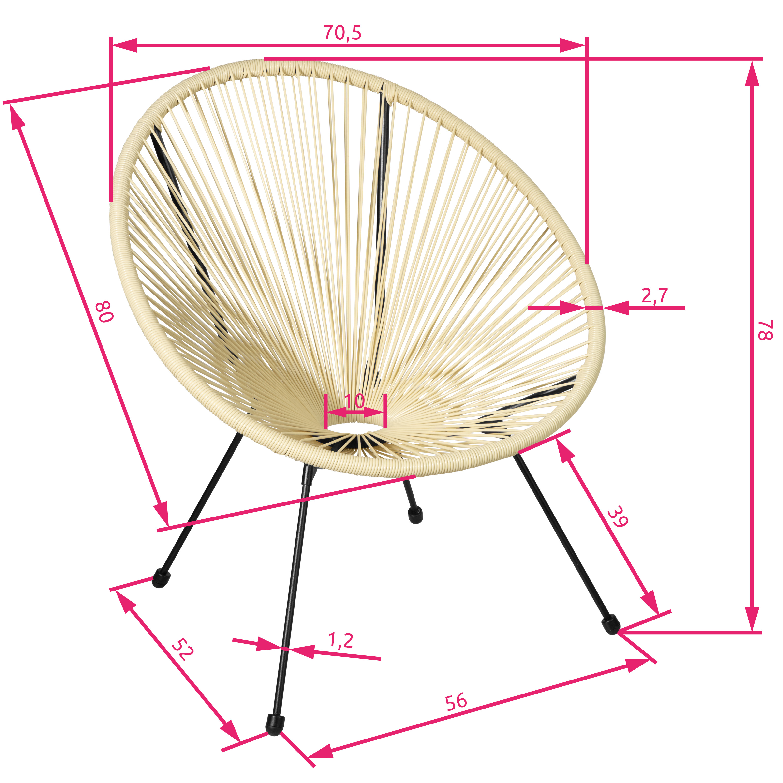 2er Set Acapulco Stuhl Gartensessel Gartenstuhl Retro Lounge Relax ...