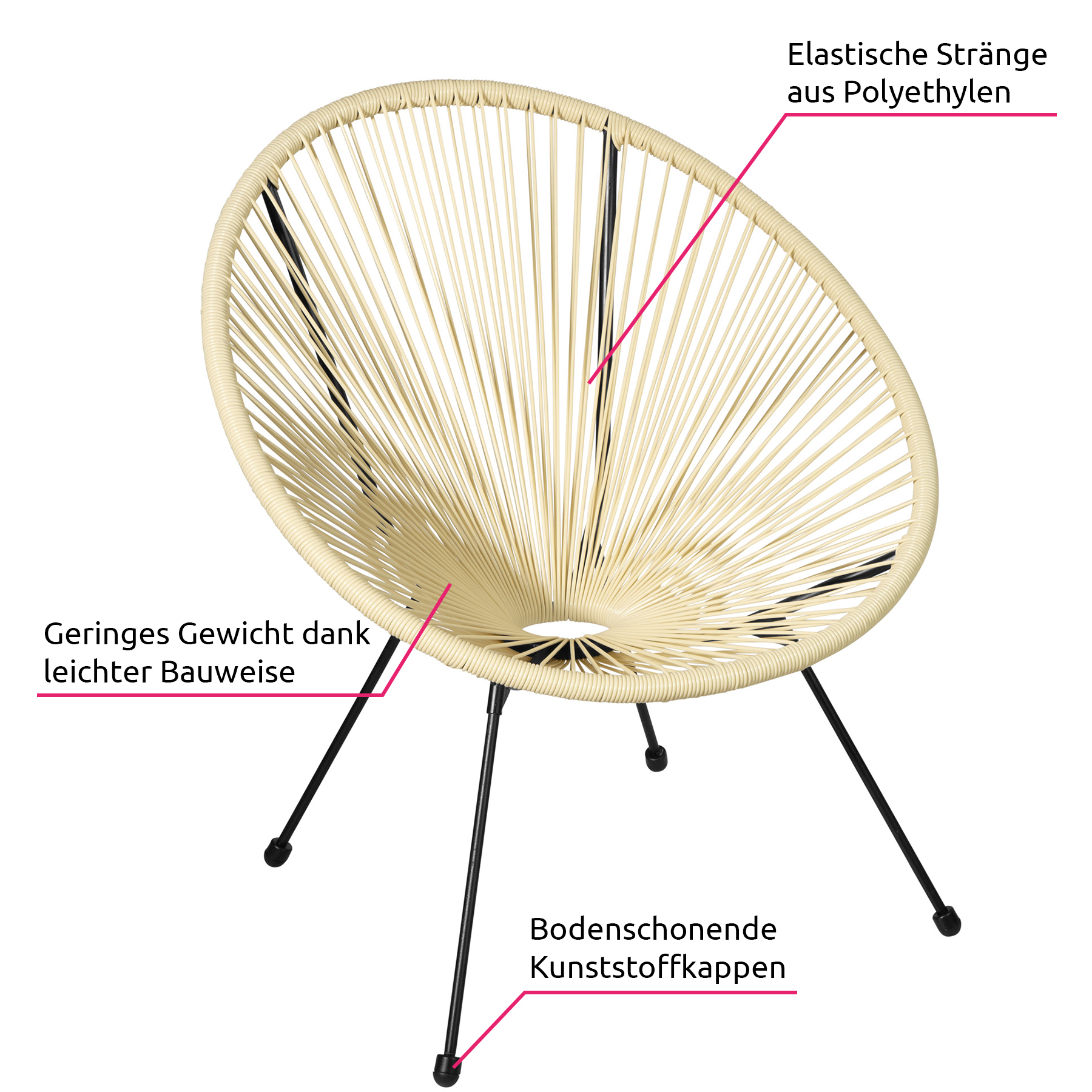 2er Set Acapulco Stuhl mit Tisch Gartenstuhl Gartensessel Retro Lounge ...