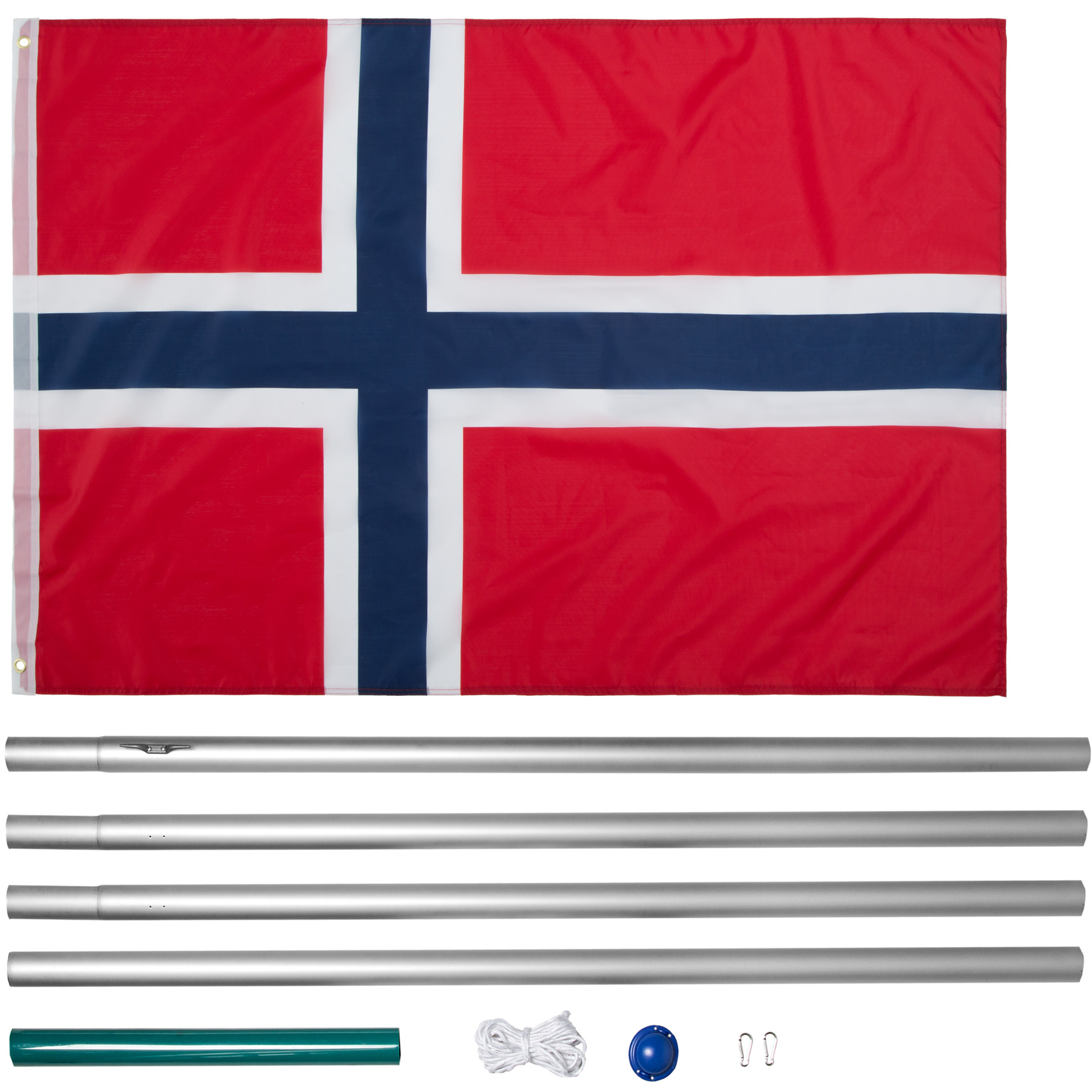 ALU Mât 6,25 m mât drapeau Câble Douille De Sol Mât Plus Drapeau NEUF ...